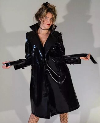 Women Trench Vinyl Shiny Gothic Coat PVC Emo Top quality Faux Leather ...