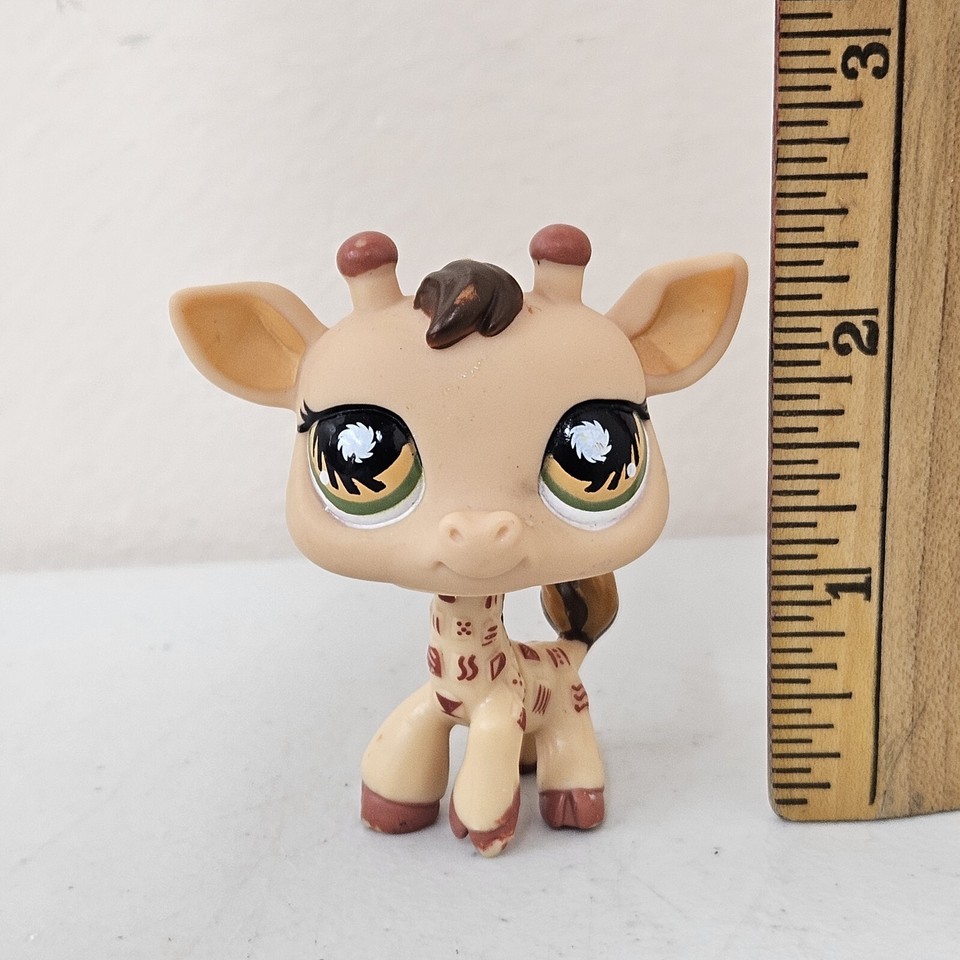 Littlest Pet Shop Tan Orange Brown Giraffe #902 Orange Green Swirl Eyes ...