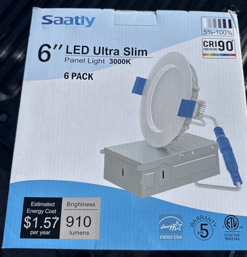 Saatly 6" LED Ultra Slim Panel Light 13W Ceiling Downlight 3000K Warm ...