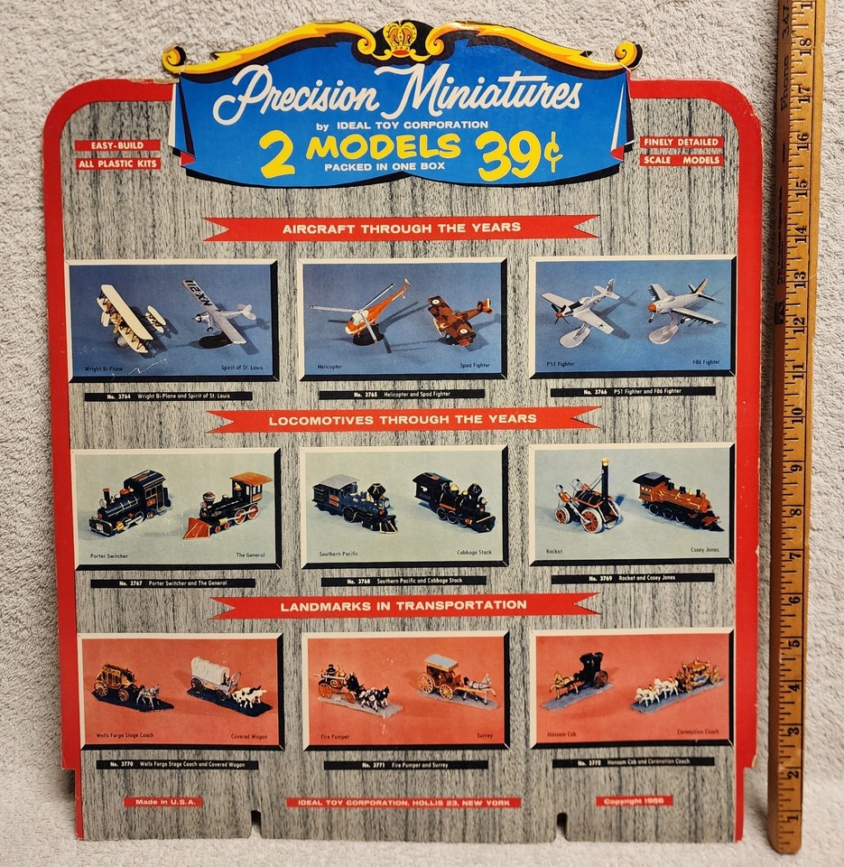 Ideal Toy PRECISION MINIATURES Scale Model Kits Retail Store Display ...