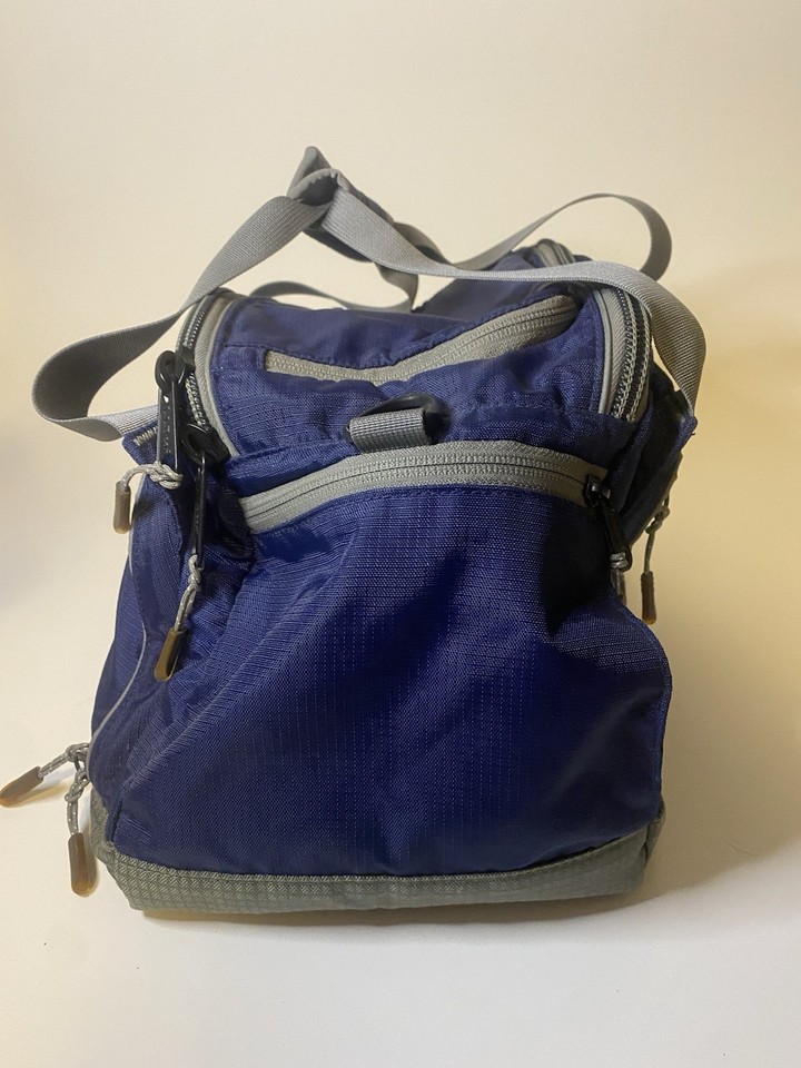 LL Bean Lunchbox Cooler Tote Bag Blue Grey With Strap 8”x15” | eBay