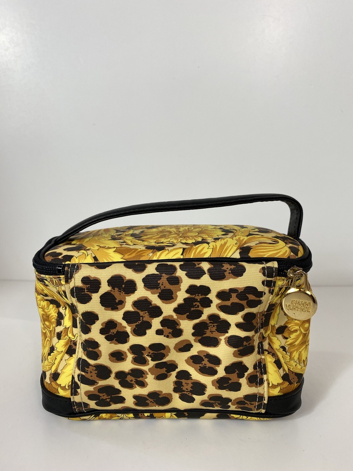 Vtg GIANNI VERSACE YELLOW CROWN BAROQUE PVC VANITY BAG | eBay