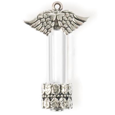 Glass Vial Pendant Bottle Charm Angel Wing Pendant Antiqued Silver * | eBay