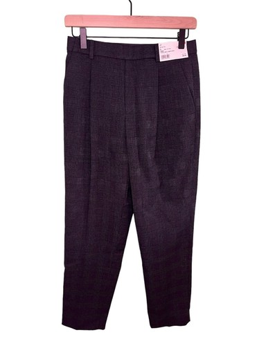 Uniqlo Gray Plaid Tucked Ankle Length Pants Size Small 26-27 Inch Waist ...