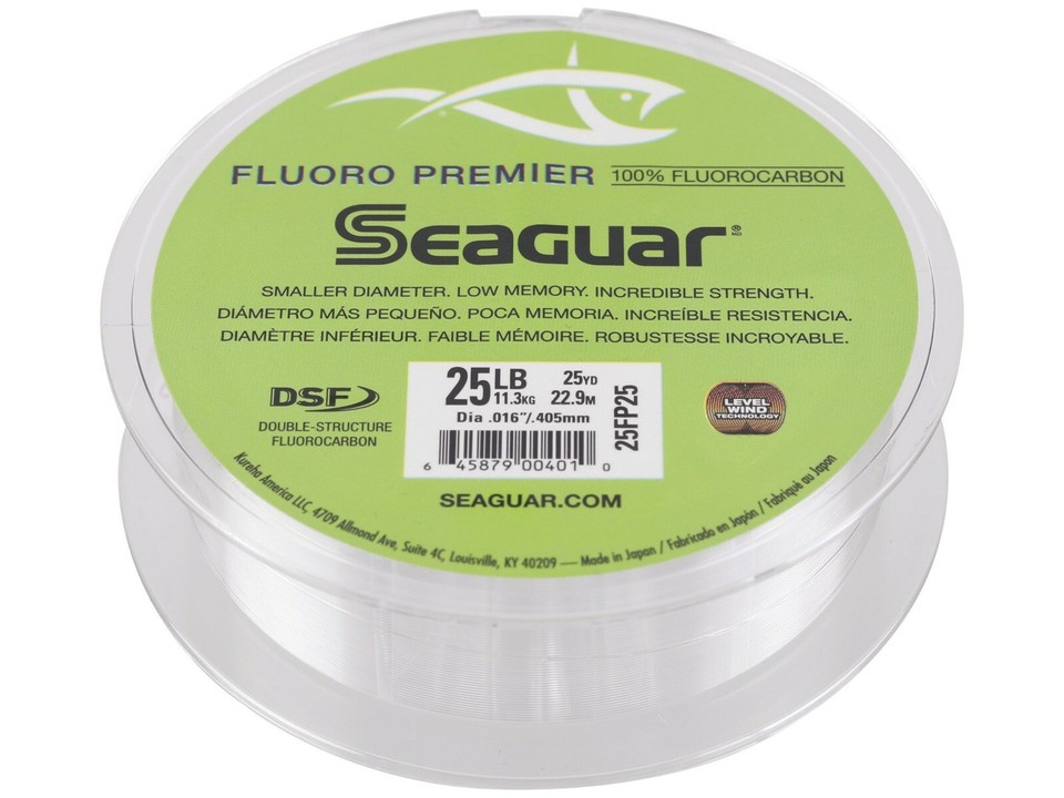 Seaguar Fluoro Premier Fluorocarbon Leader Fishing Line 50 Yards Select ...
