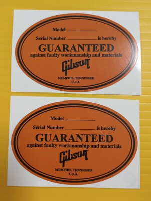 (2) Gibson Orange Memphis Guitar Label Stickers Grohl DG335 ES335 | eBay