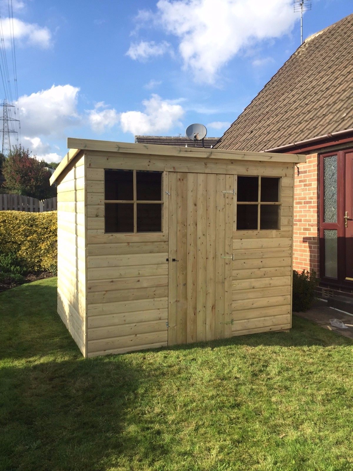 12x5 GARDEN PENT SHED TANALISED T&G WOODEN STORE HUT WITH GEORGIAN ...