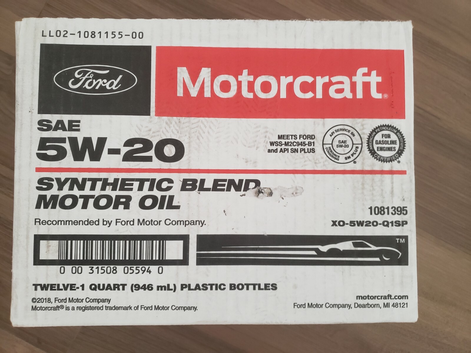 Motorcraft SAE 5W-20 Synthetic Blend Motor Oil P/N XO-5W20-Q1SP 12QTS ...
