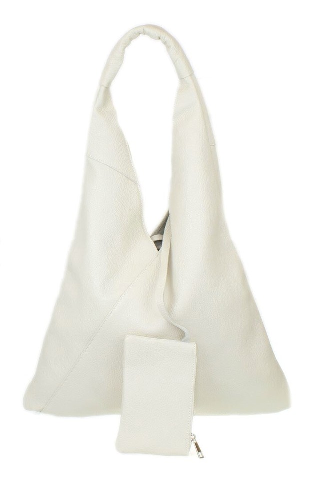Italian Real Leather Handbag V Shape Top Interior Pocket String ...