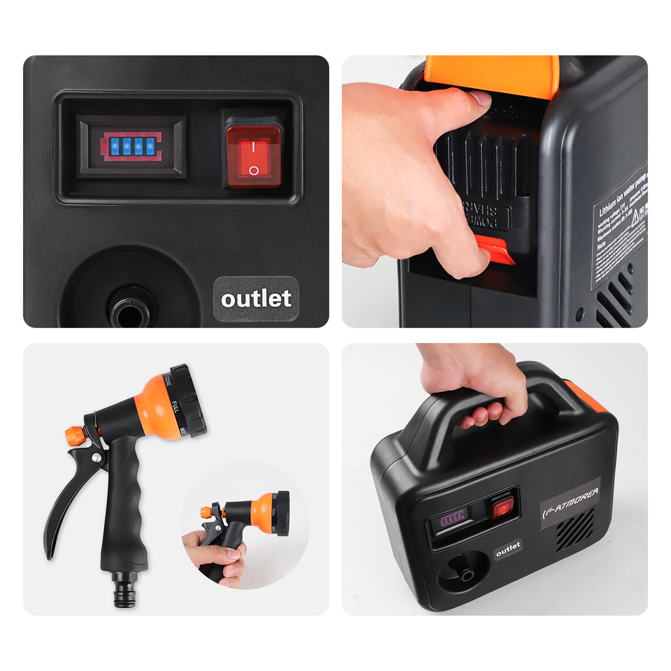 Dual Power 200GPH Portable Electric Utility Pump Cordless Water ...