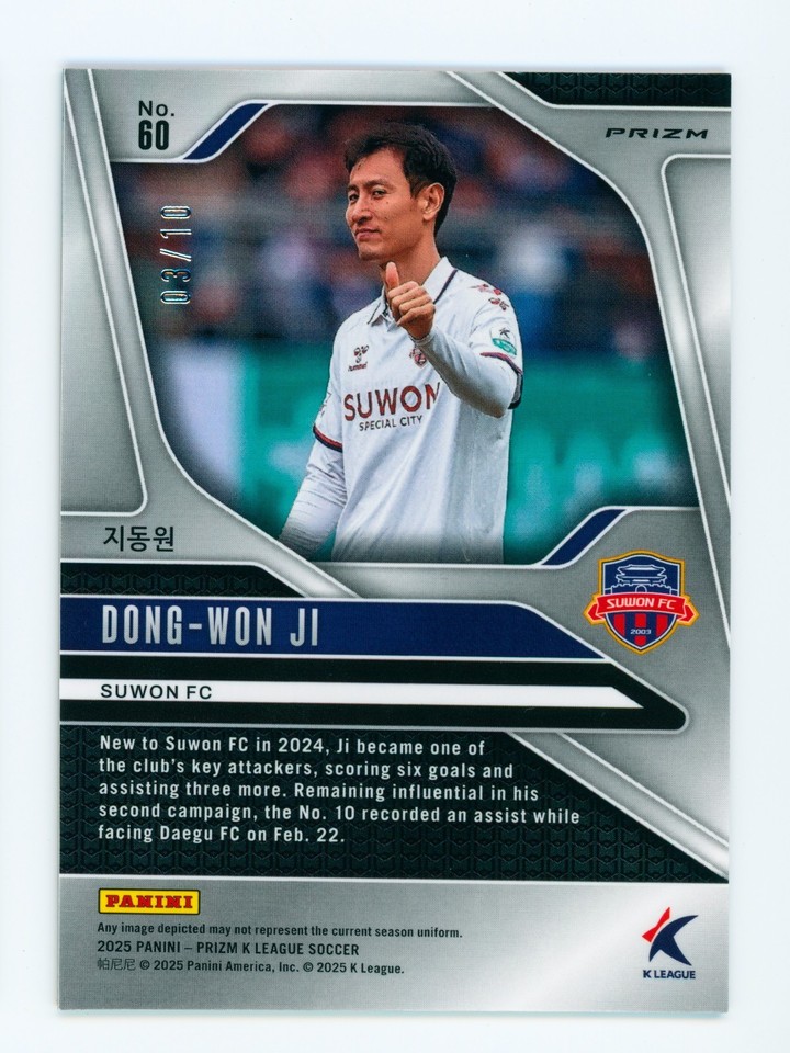 2024-25 Dong-Won Ji Panini Prizm K-League Gold Suwon FC Soccer Card 3/ ...