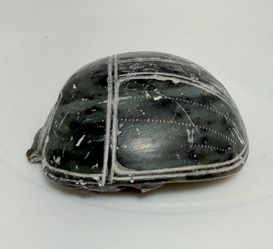 Egyptian Soapstone Carved Scarab Beetle with Hieroglyphics | eBay