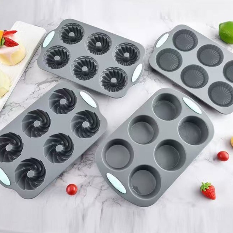 Heat Resistant Silicone Baking Molds 6 Cavity Flexible Mini Fluted Tube ...