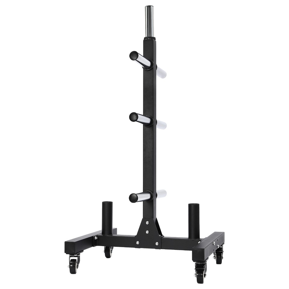 Bumper Weight Plate Tree Rack Olympic Barbell Bar Stand Holder ...