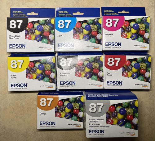 2018-2019 GENUINE SET 11 EPSON T0870-T0879 #87 INK STYLUS PHOTO R1900 ...