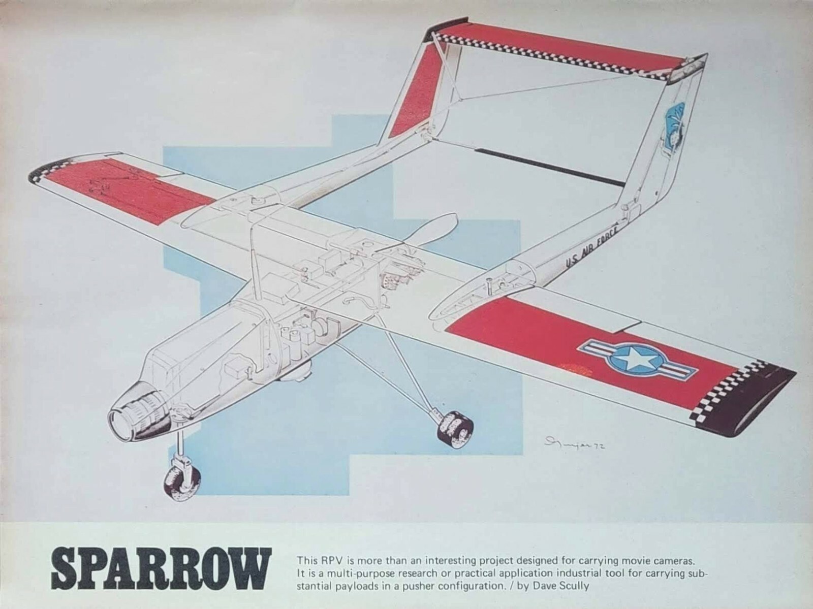 SPARROW RPV RC Airplane Print Ad Ephemera Wall Art Decor Dave Scully | eBay