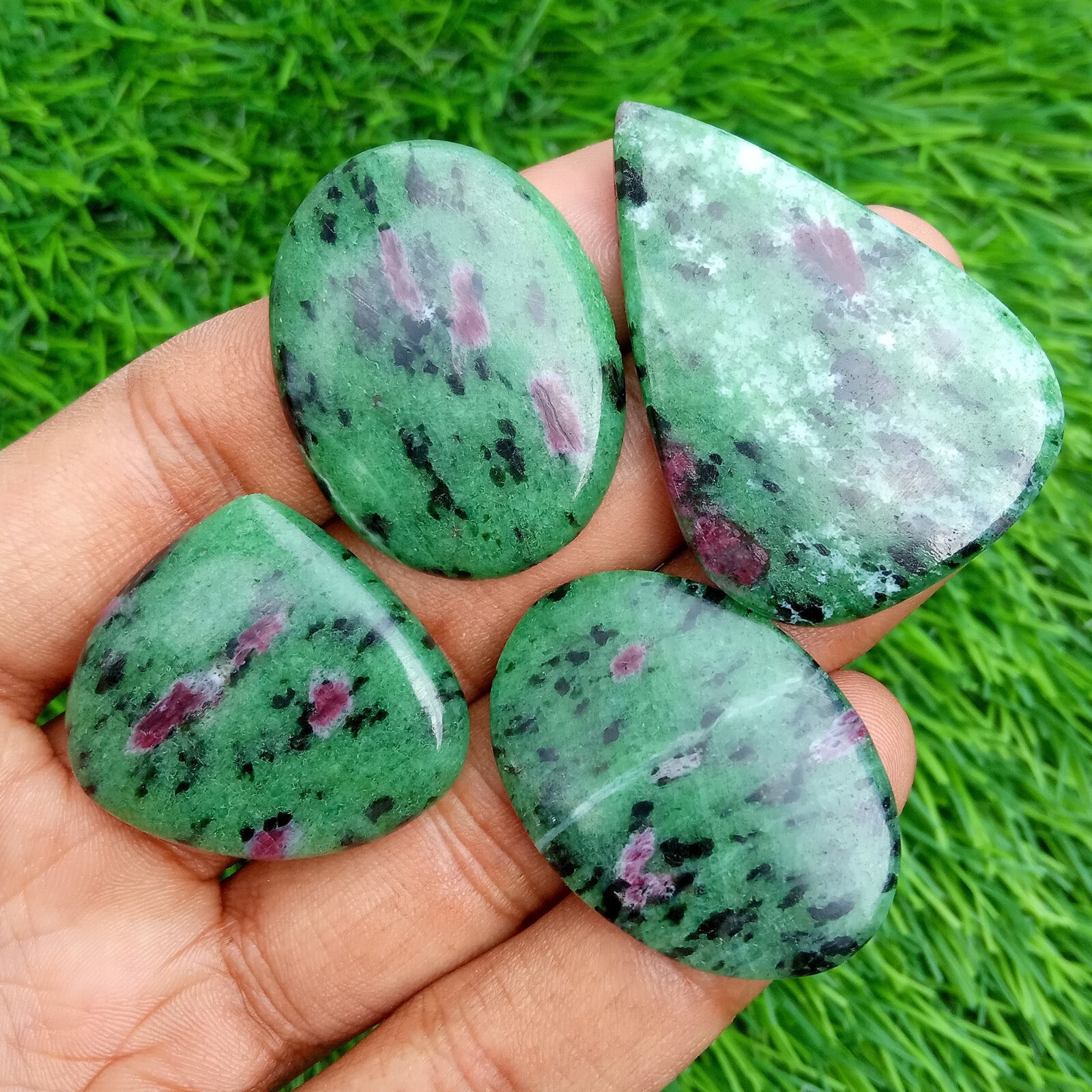 4 Piece Natural Ruby Zoisite Cabochon Loose Gemstone Wholesale Lot 28 ...