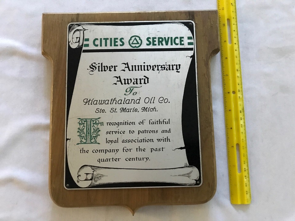 Cities Service Gasoline Award Plaque, Hiawathaland Oil, Ste. St. Marie ...