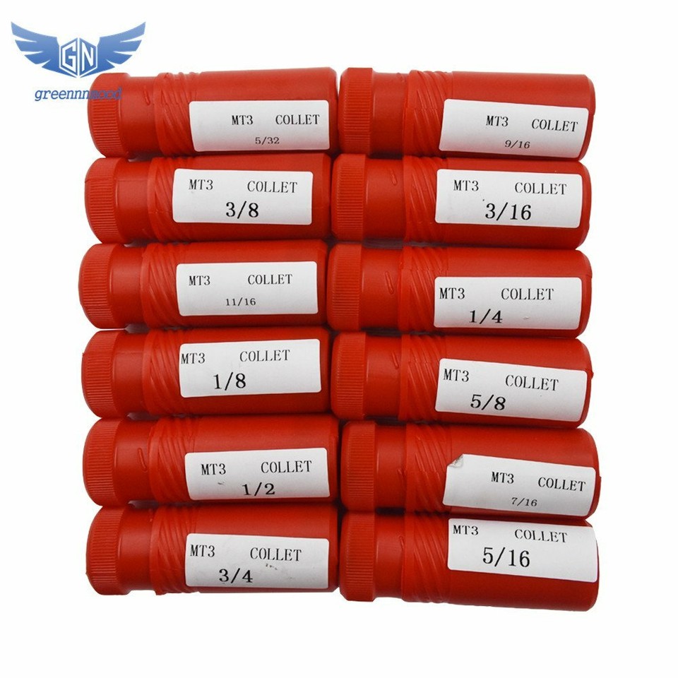 12 Pcs #3 Morse Taper Shank Collets 3MT MT3 1/8" - 3/4" Chuck Set | eBay