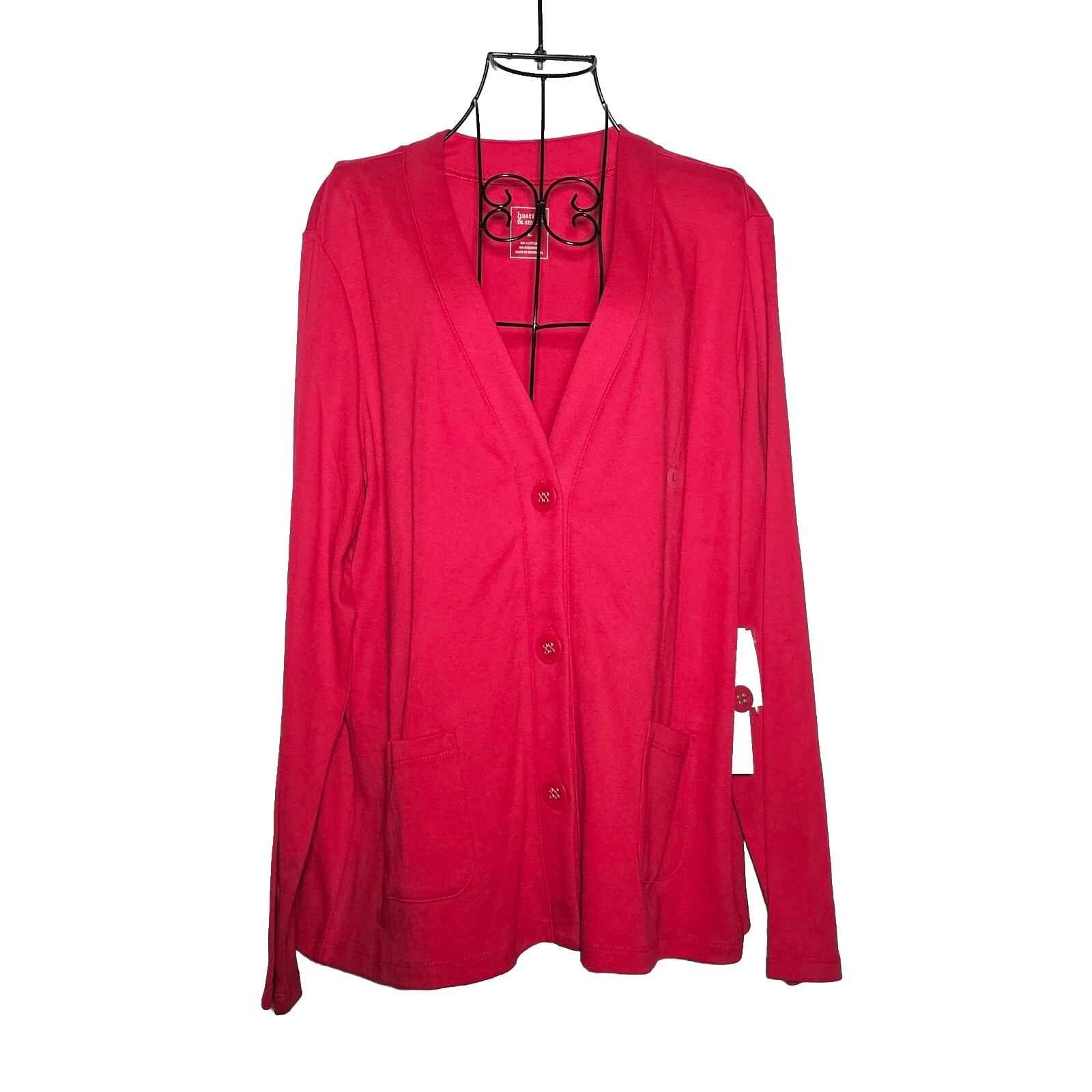 Hasting & Smith red long sleeve cardigan nwt large | eBay