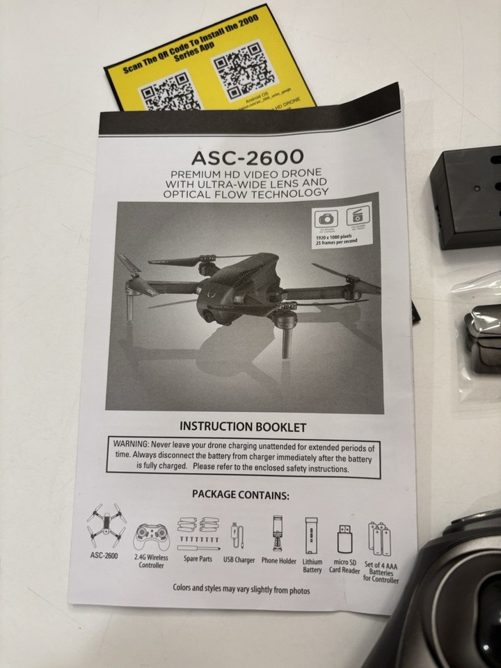 Ascend Aero. ASC-2600 Video Drone Parts Only Conrtoller, Batt, Chgr ...