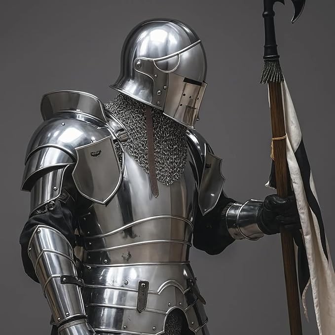 Medieval Crusader Knight Barbuta Helmet Full Armor Suit – 18 Gauge ...