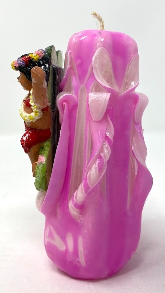 Vintage 5" Hula Dancer Pink Hawaii Carved Ribbon Wax Souvenir Candle Tiki Decor | eBay