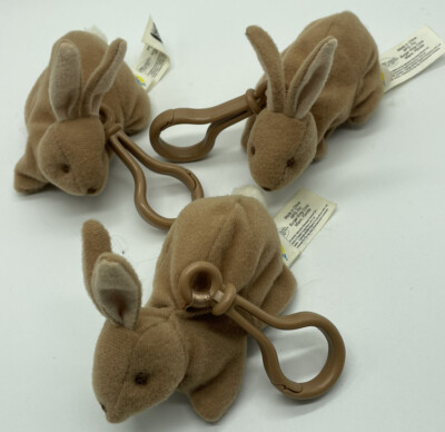 Vintage 1990's Bean Plush Tan Bunny Rabbit Key Chain Ring Belt Clip ...