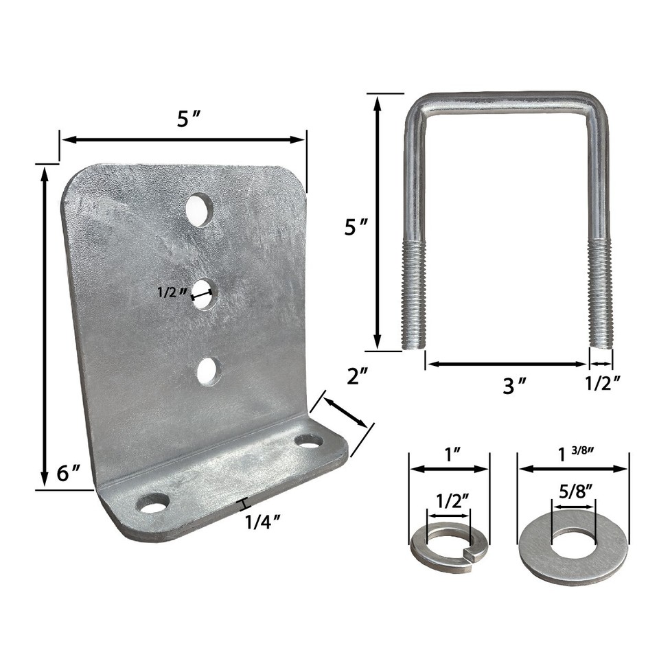 (8) 6" Galvanized L-Type Bunk Bracket Kit for Boat Trailer fits 3x3 ...