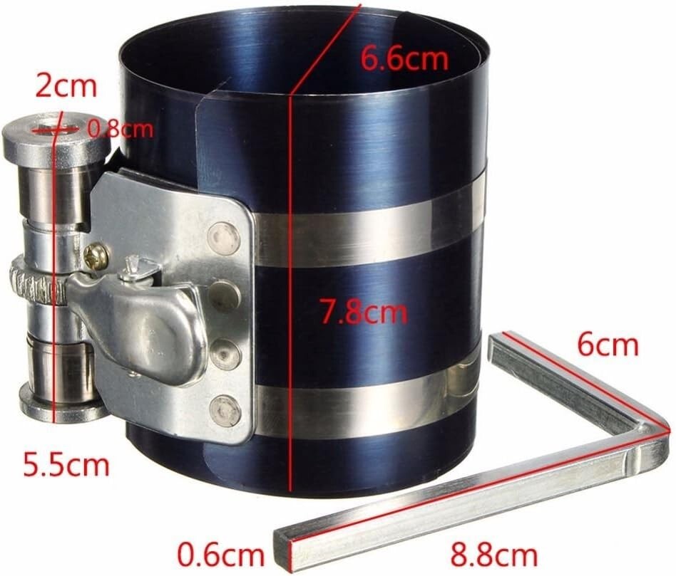 Piston Ring Compressor Professional Piston Install Tool with Wrench 2-1 ...