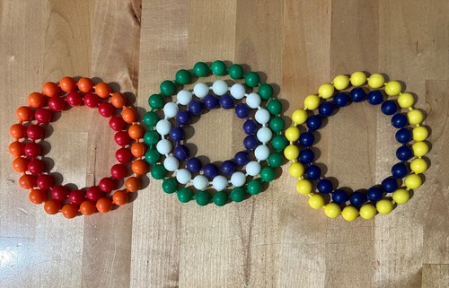 Vintage Poppit Pop It Beads Primary colors 133 pieces 6+ feet total ...