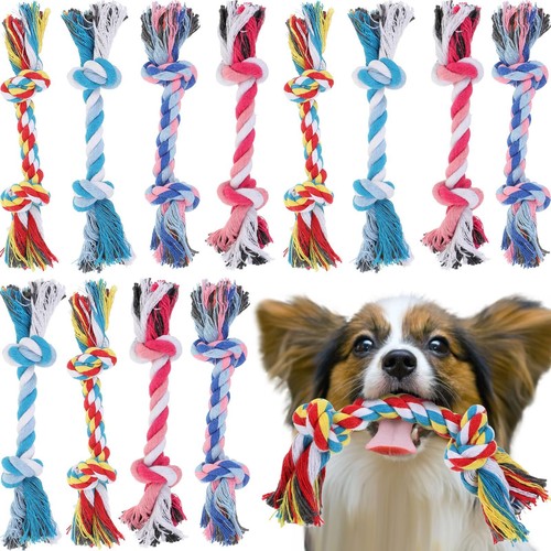 12Pcs Multi Color Dog Puppy Rope Braided Chew Toys Play Aggressive ...