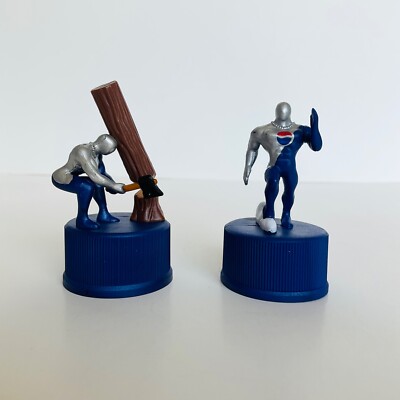 Pepsiman What? & Running - Bottle Cap Figure Set of 2 Rare Pepsi Mascot ...