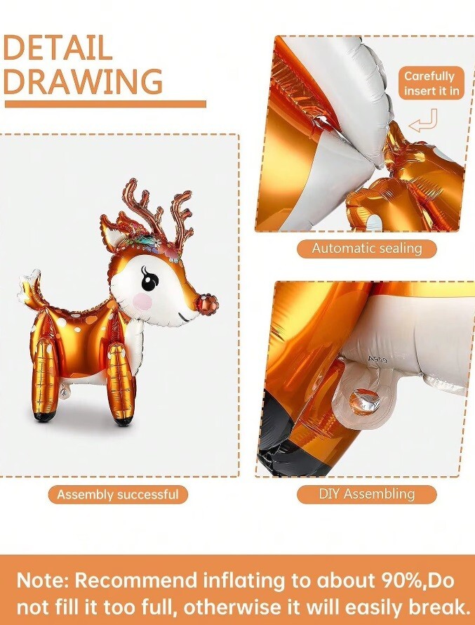 Reindeer Rudolph Balloon Deer 3D Christmas Standing Children Birthday ...