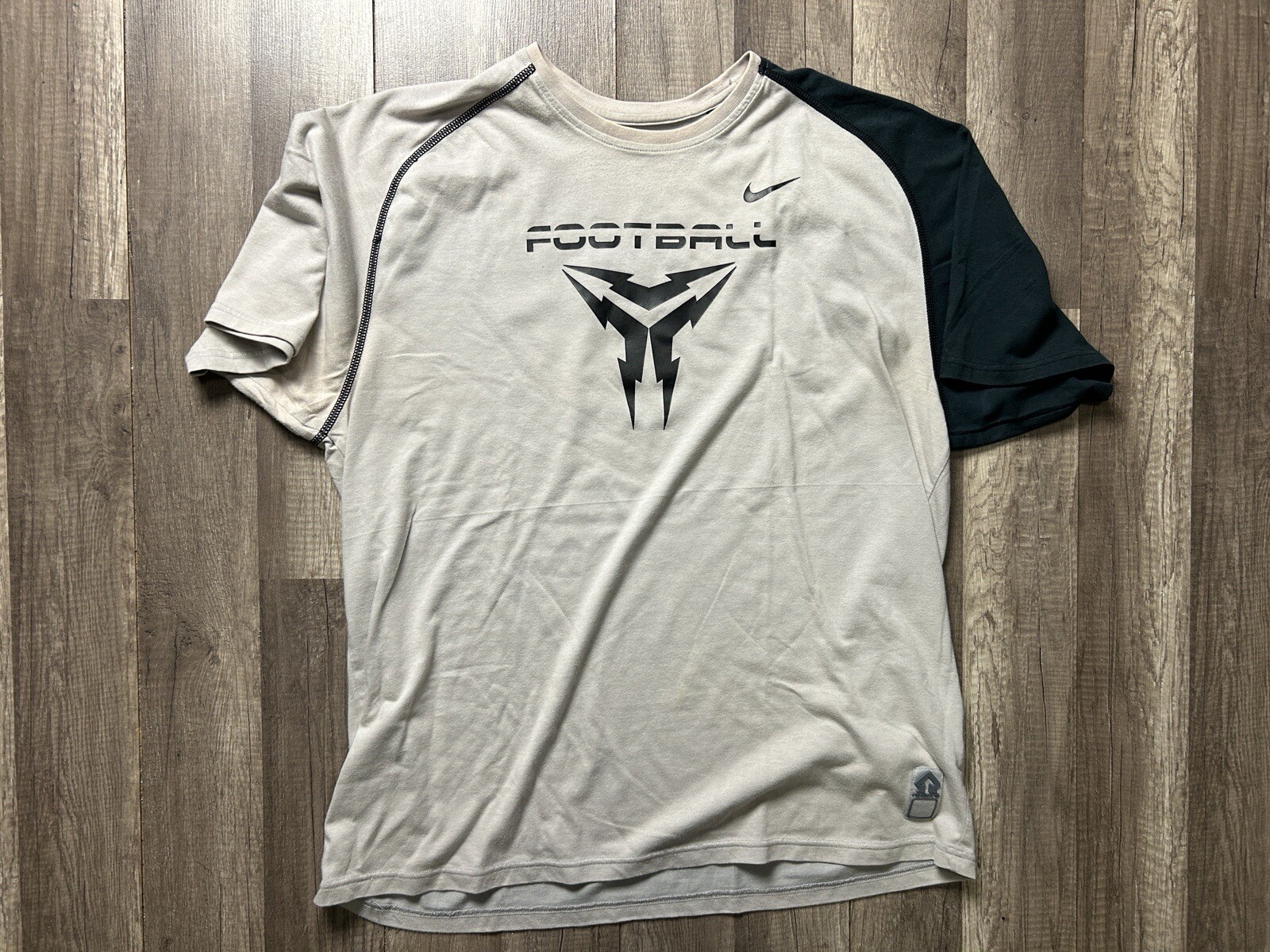 Nike Team Pro Football Shirt Mens X-Large Beige/Black Short Sleeve T ...