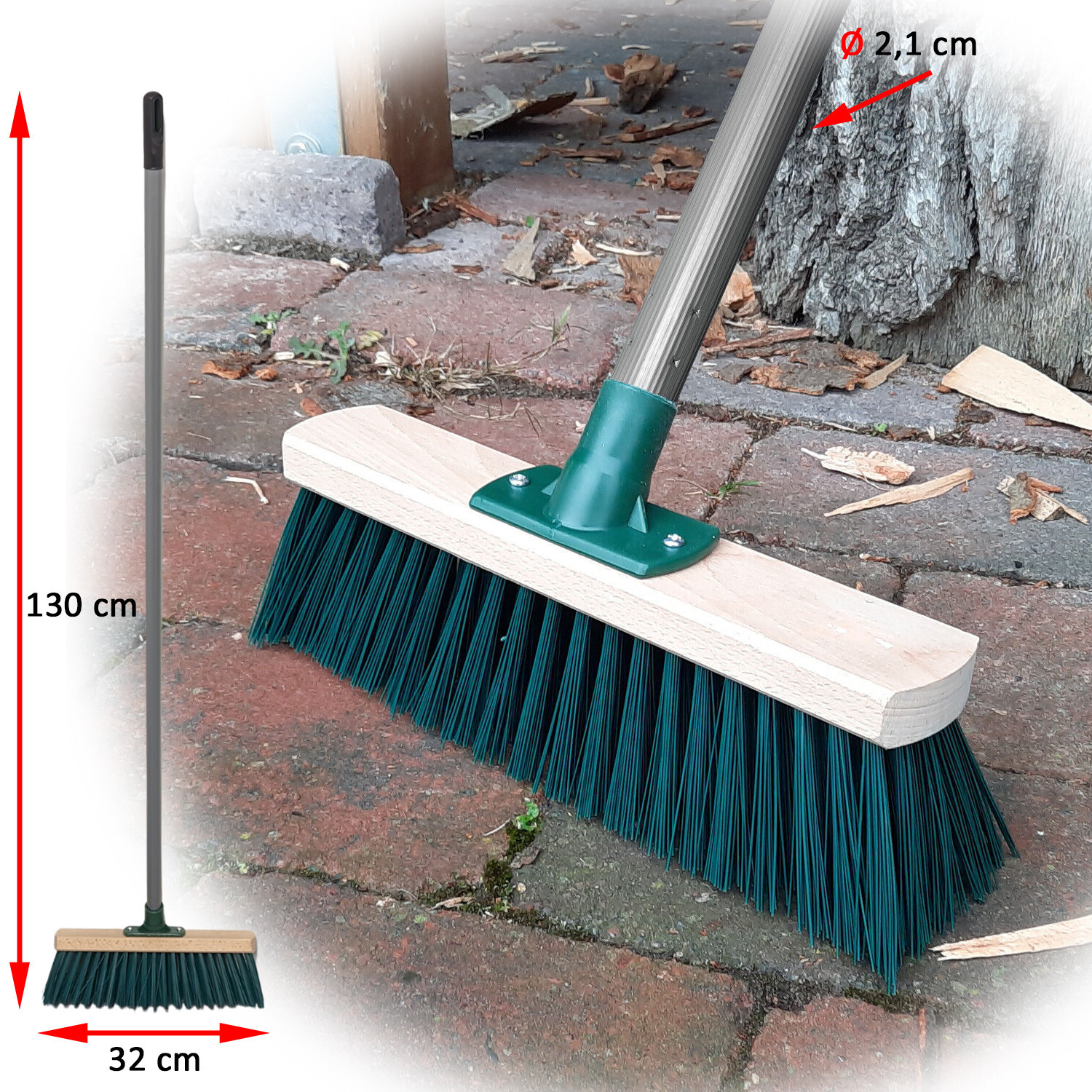 Strassenbesen Holz Besenkopf Hof Gehweg Boden Besen grobe Borsten ...
