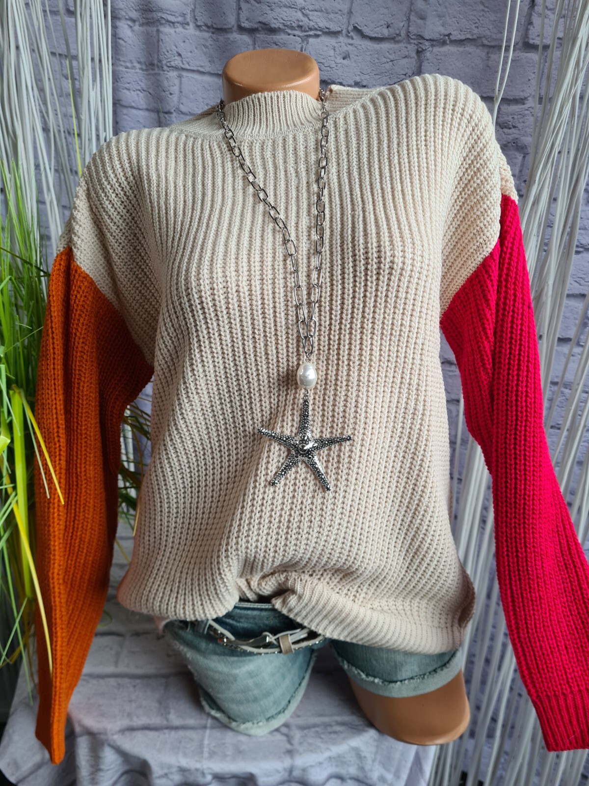 Pullover Pulli Strickpulli Aniston beige rot orange Damen (5 964) | eBay.de