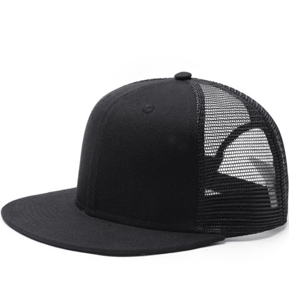 Unisex Plain Flat Bill Adjustbale Baseball Cap Blank Snapback Mesh ...