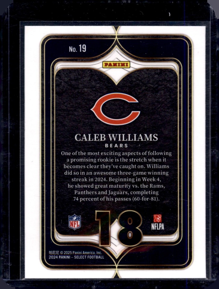 2024 Panini Select #19 Caleb Williams Select Numbers | eBay