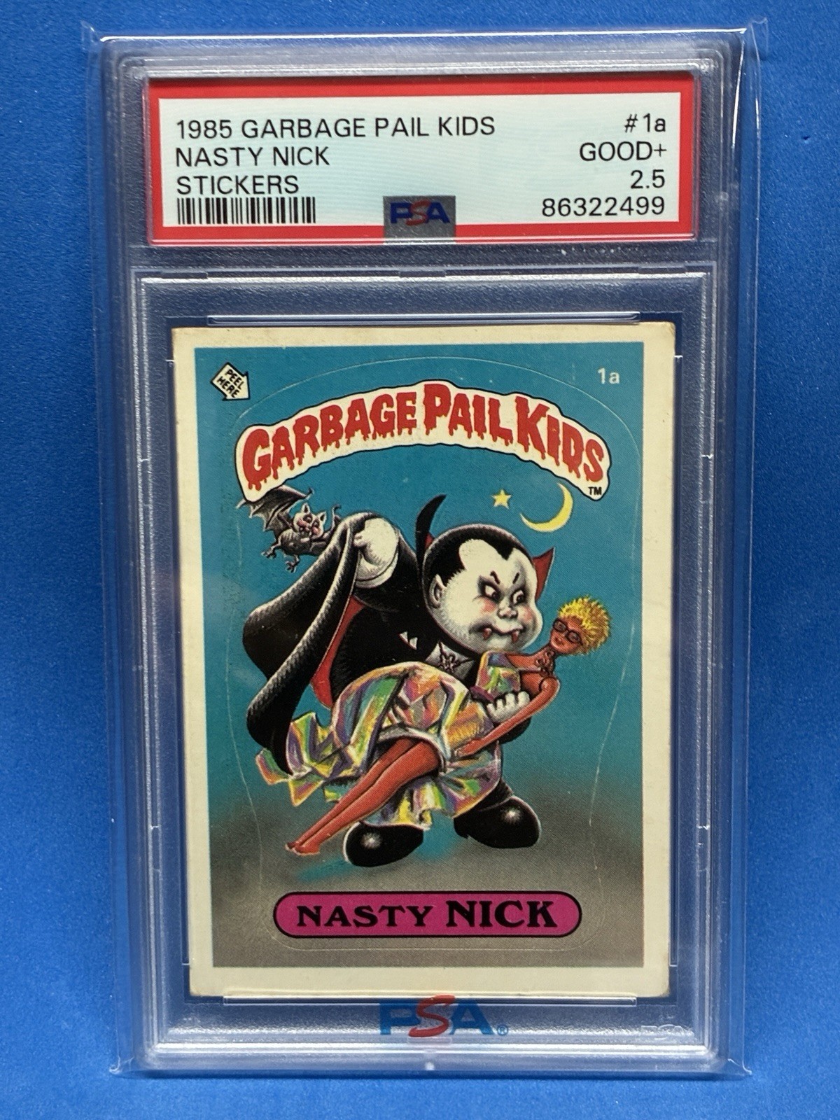 1985 Garbage Pail Kids GPK STICKER 1A NASTY NICK PSA 2.5 Os1 Series 1 ...
