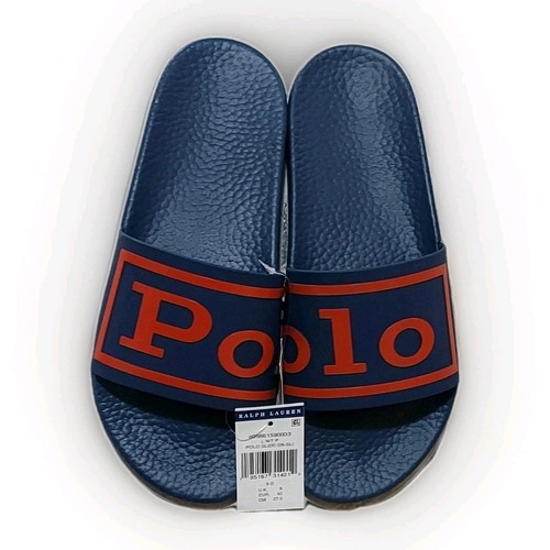 Polo Ralph Lauren Men's Navy Signature POLO Slide Sandal Flip Flops ...