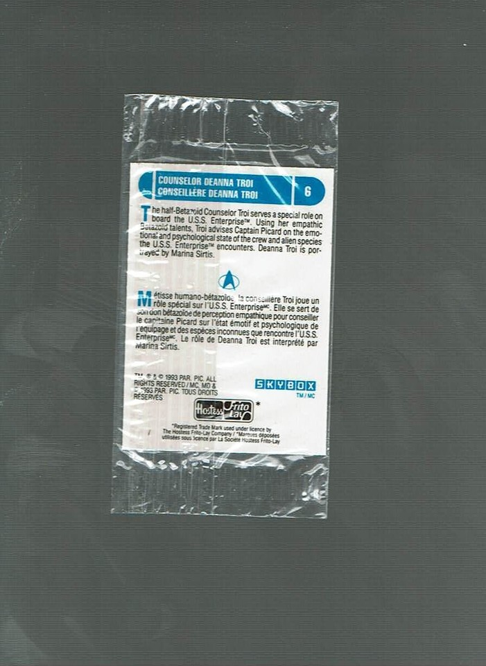 1993 Hostess Frito Lay Star Trek Counselor Deanne Troi #6 | eBay