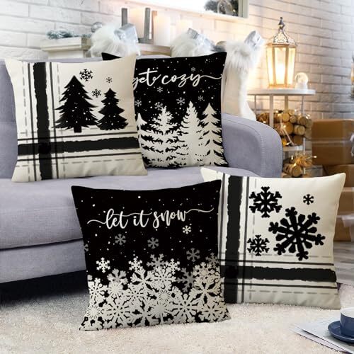 Winter Snowflake Decorative Throw Pillow Covers 18x18 Set of 18x18-Inch ...
