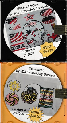 Two JDJ Machine Embroidery Design CDs Southwest+Stars & Stripes | eBay