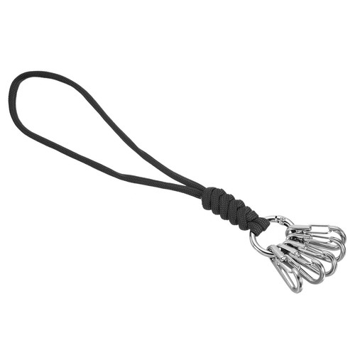 Paracord Lanyard Neck Keychain with Snap Hooks Braided Necklace Black ...