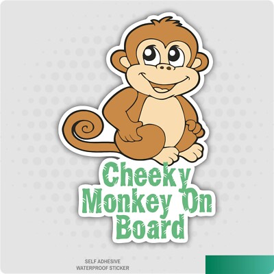 Cheeky Monkey Baby On Board Vinyl Stickers Car Van Truck Taxi Lorry ...