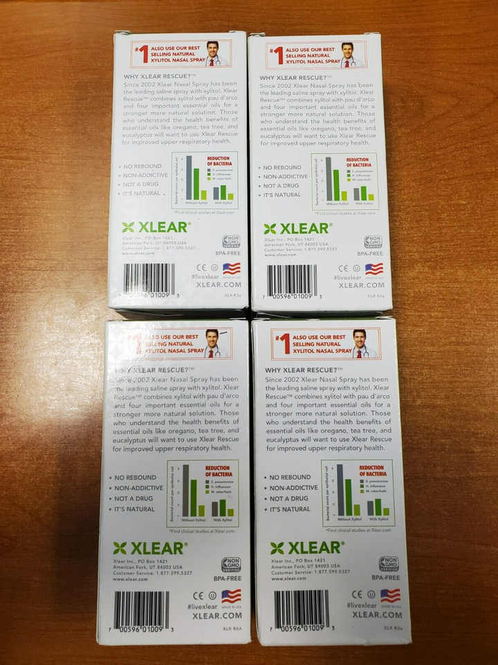 4 Pk: Xlear Rescue Nasal Spray w/ Xylitol All-Natural 1.5oz (Exp. 12/31 ...