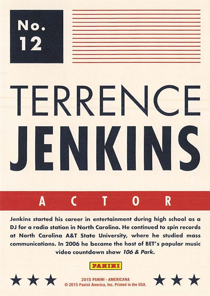 2015 Panini Americana Trading Card #12 Terrence Jenkins Actor | eBay