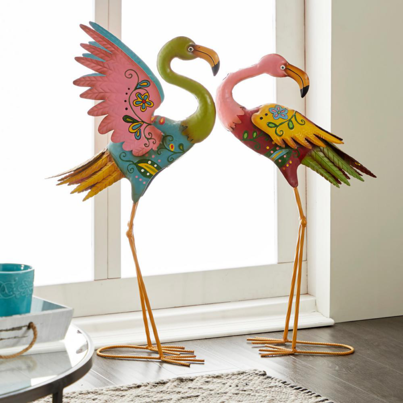 Metal Flamingo Sculptures Garden Home Patio Decoration Colorful NEW ...