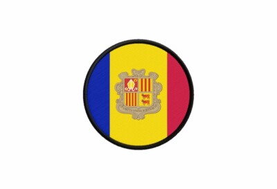 Patch ecusson drapeau andorre andorra imprime thermocollant rond ...